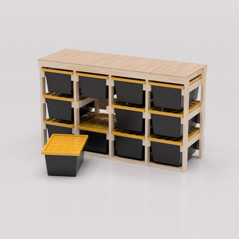 27 Gallon Tote Storage Rack Plans PDF - Holds 12 Bins – Hudson's Timber