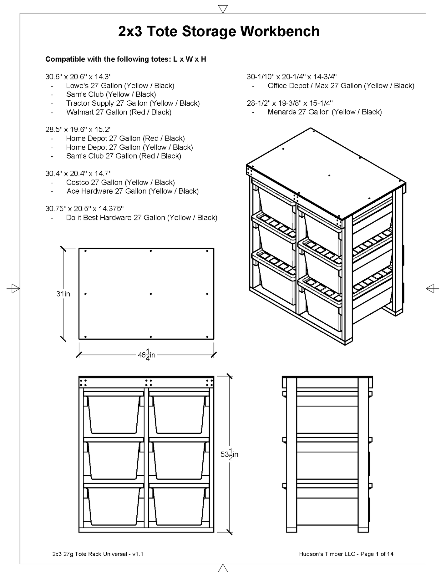 27 Gallon Tote Storage Rack Plans PDF – Hudson's Timber